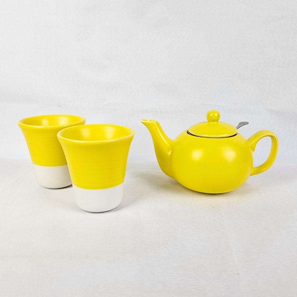 Yellow Ceramic Single Serve Teapot 300ml + Tea Cups 180ml Set – Tea ...